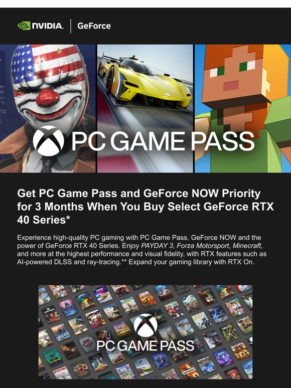 Nvidia: Get PC Game Pass with GeForce RTX 40 Series | Milled