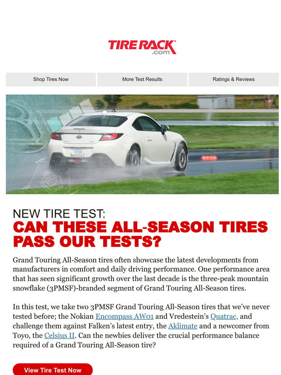 Tire Rack: New Tire Test: Can These All-Season Tires Pass Our Tests ...