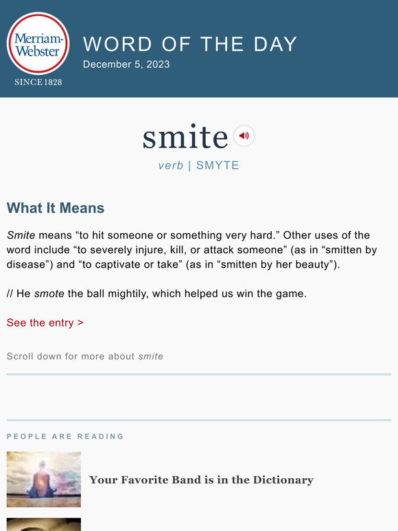 Merriam-Webster: Smite - plus, Your Favorite Band is in the Dictionary ...