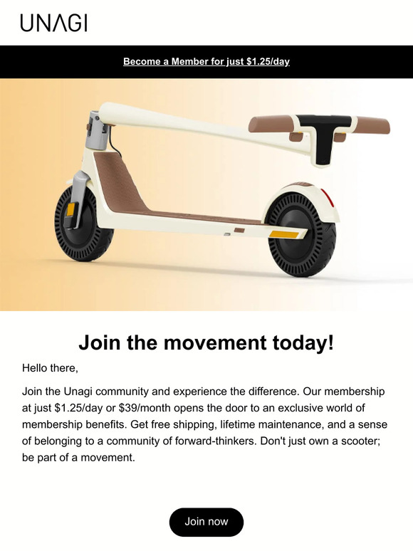 Unagi Scooters: 🛴Discover Unagi Membership - Join for $1.25/day | Milled