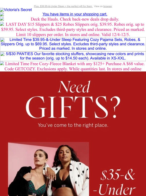 Victoria's Secret: Final Day: $15 Slippers & $25 Robes | Milled
