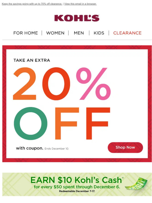 Kohl's: Score even more with Kohl's Cash 🤑 Plus, take 20% off! | Milled