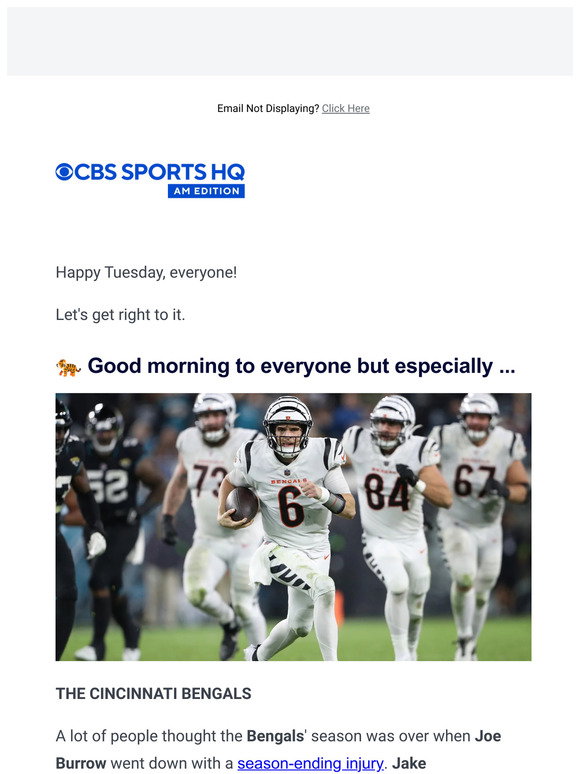 CBS Sports: Bengals top Jaguars, Trevor Lawrence hurt | Heisman ...