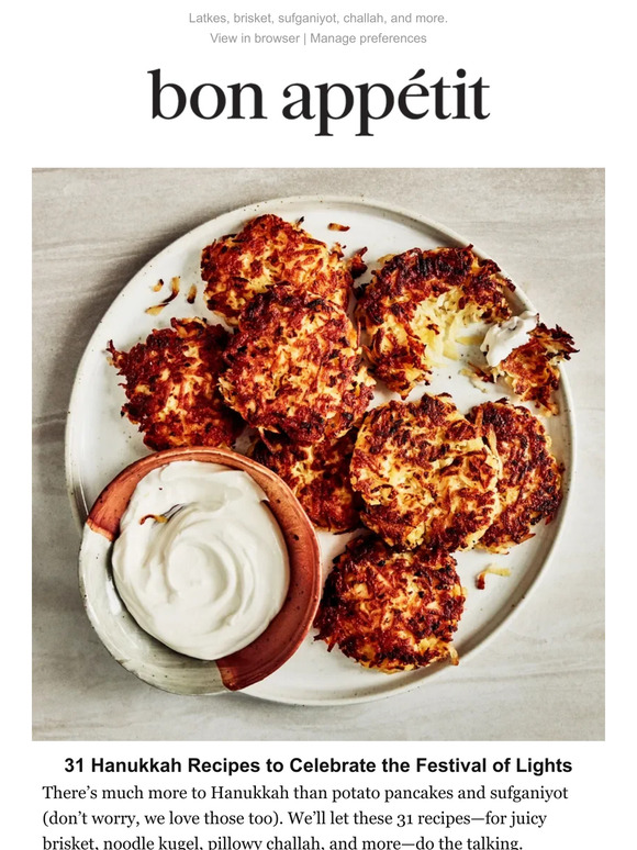 Bon Appétit: 31 Festive Hanukkah Recipes | Milled