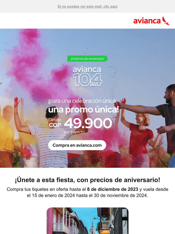 Avianca: 🎉 ¡Una promo por lo alto! Desde COP 49.900 por trayecto. ️ ...