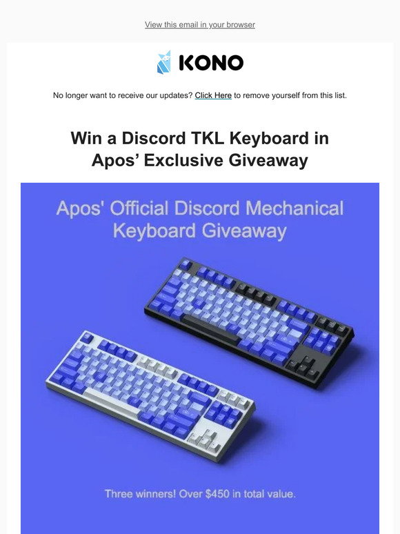 Kono Store: Win a Discord TKL Keyboard in Apos’ Exclusive Giveaway | Milled