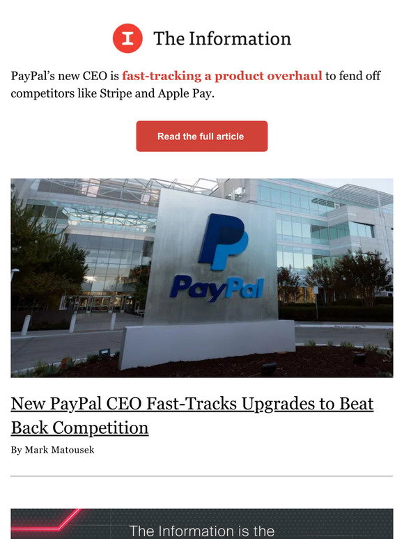 The Information: New PayPal CEO Fast-Tracks Upgrades to Beat Back ...