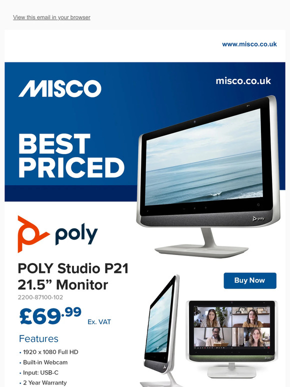Misco: Upgrade Your Desk with Poly Studio P21 for £69.99! | Milled