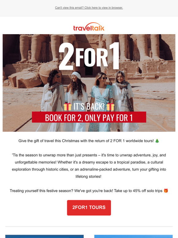 Travel Talk Tours: 2FOR1 is BACK and better than ever! 💞 | Milled