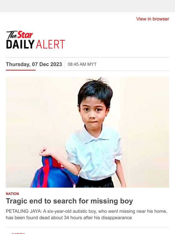 The Star: Tragic end to search for missing boy | Award for guard who ...