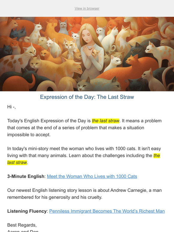 Deep English: 3-Min English: Meet the Woman Who Lives with 1000 Cats ...