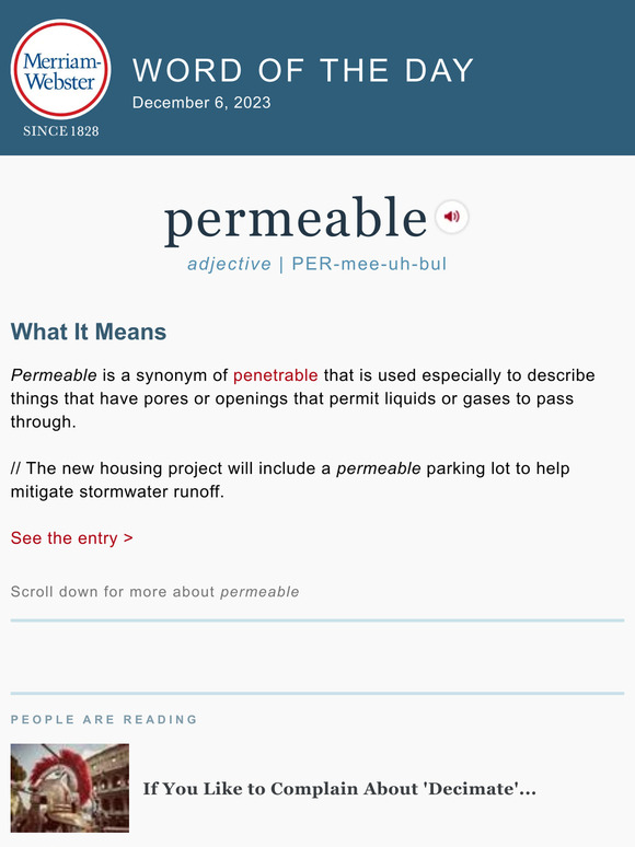 Merriam-Webster: Permeable - plus, If You Like to Complain About ...