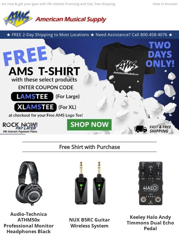 American Musical Supply: Fa-la-la-la FREE ⛄ Get an AMS T-Shirt with ...