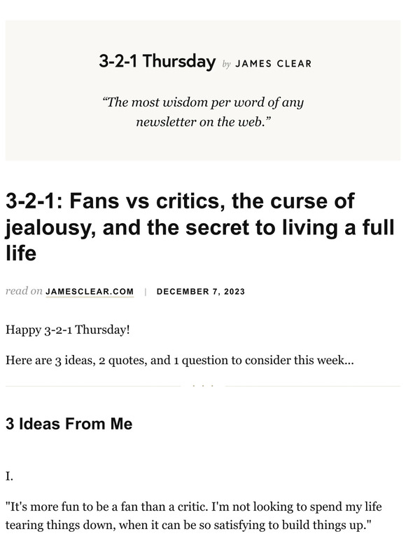 Passive Panda Products: 3-2-1: Fans vs critics, the curse of jealousy ...