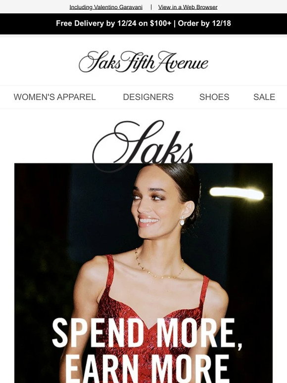 Saks Fifth Avenue: Earn a $50–$500 gift card today + New Arrivals in ...