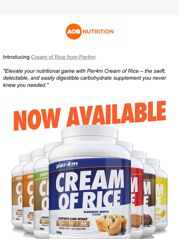 AOB Nutrition: New Cream of Rice from Per4m | Milled
