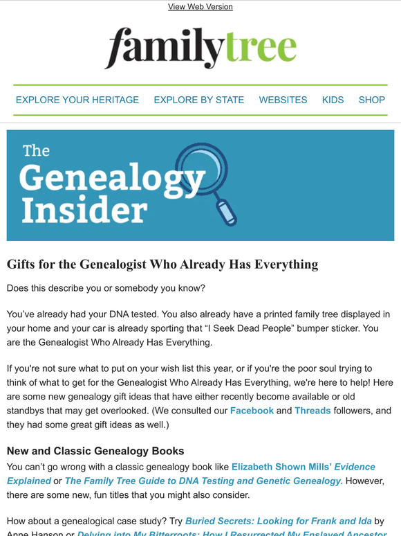 Family Tree Magazine: The Genealogy Insider: Gifts for the Genealogist ...