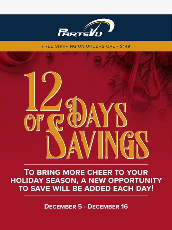 PartsVu: The 3rd Day of Savings Brings Warehouse Clearance Savings | Milled