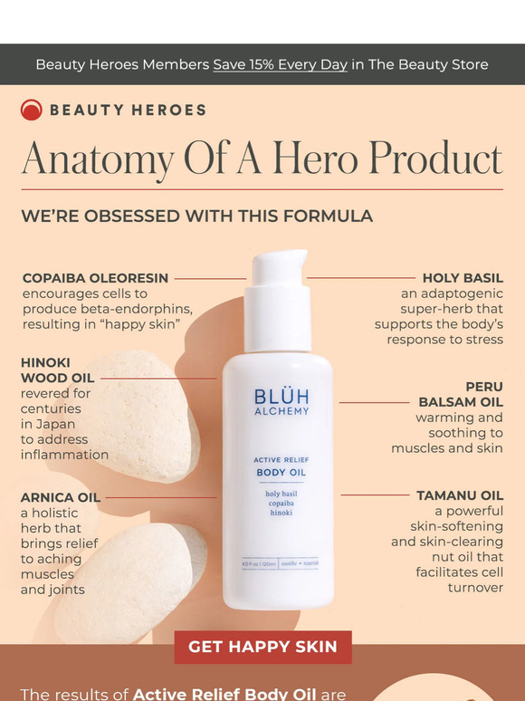 Beauty Heroes: Anatomy Of A Hero: Active Relief Body Oil | Milled