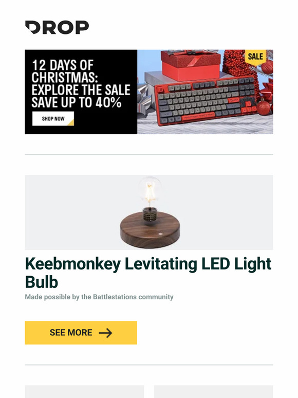 Massdrop: Keebmonkey Levitating LED Light Bulb, Work Louder Nomad [E ...