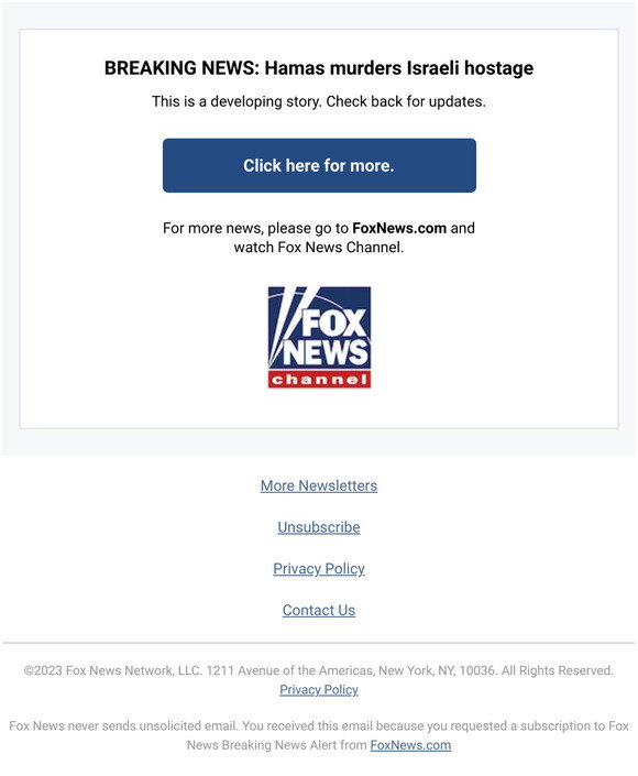 Fox News: BREAKING NEWS: Hamas murders Israeli hostage | Milled