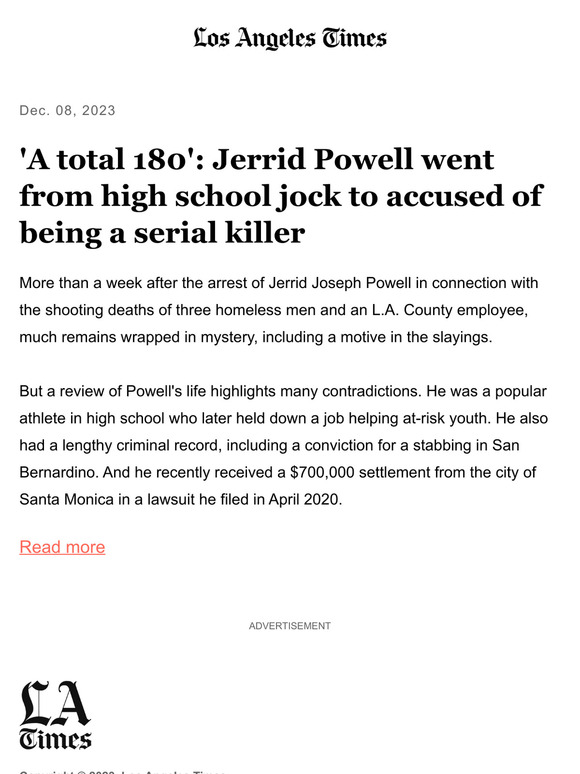 Los Angeles Times: 'A total 180': Jerrid Powell went from high school jock to accused of being a ...