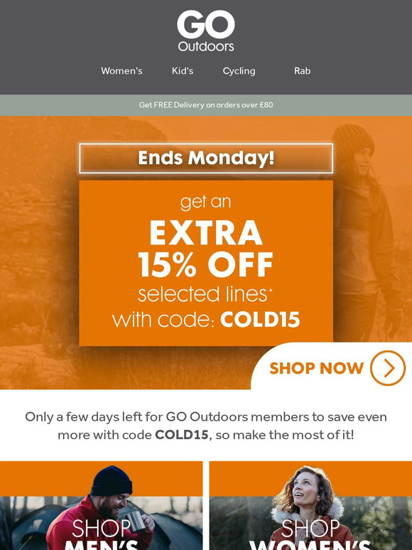 Go Outdoors: Extra 15% Off Ends Soon... | Milled