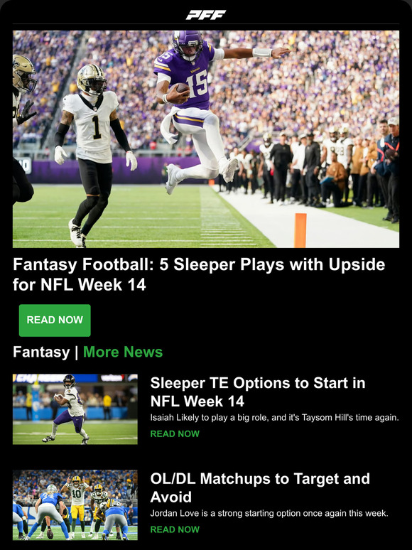 Pro Football Focus: Best Fantasy Sleeper Plays, Injury Roundup, Future ...