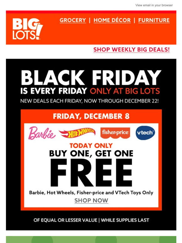 Big Lots: More Black Friday DEALS 👉 BOGO FREE ALL Barbie, Hot Wheels ...