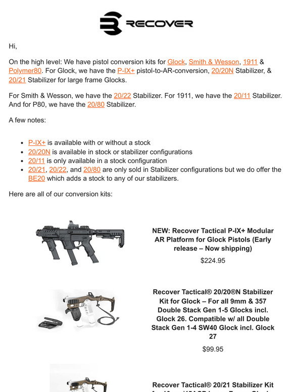 Recover Tactical: Conversion kits: Here's what you need to know: | Milled