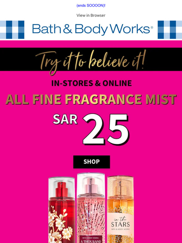 Bath & Body Works: psst...don't miss these SAR 25 fragrance mists ...