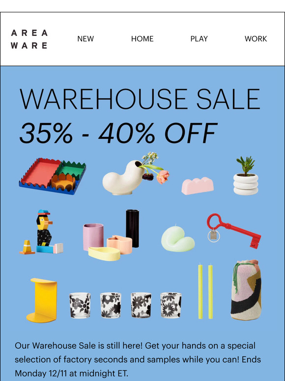 Areaware: We’re moving! Take 50% off 👋 | Milled