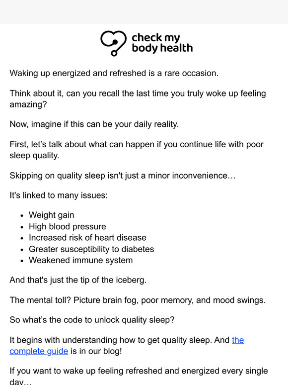 Check My Body Health: The key to unlocking quality sleep. | Milled