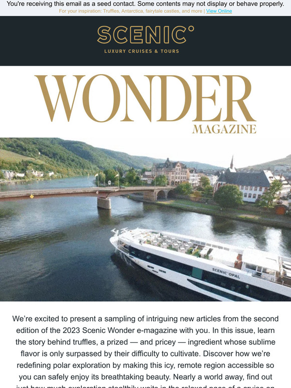 Scenic: Seed - Loyalty Exclusive: Brand new Scenic Wonder magazine | Milled