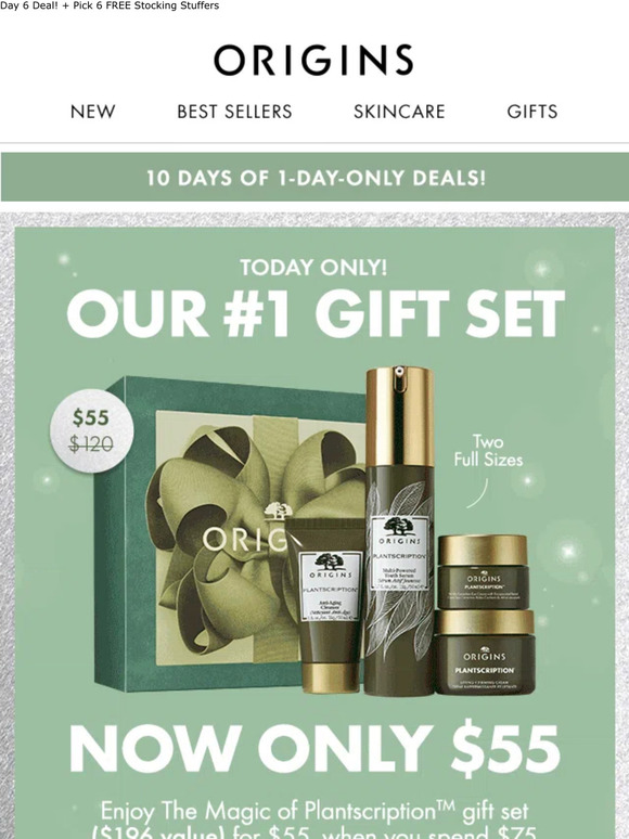 Origins: 1. Day. Only.— Our #1 Gift Set ONLY $55 ($196 VALUE) | Milled