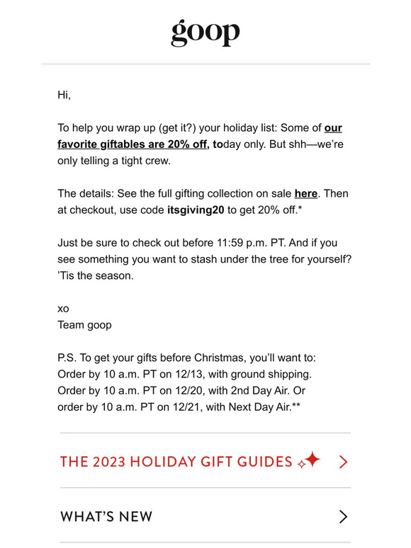 goop Email Newsletters: Shop Sales, Discounts, and Coupon Codes
