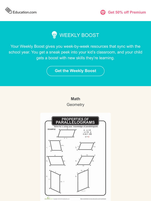 Education.com: 5th Grade Boost: Parallelogram Properties | Milled