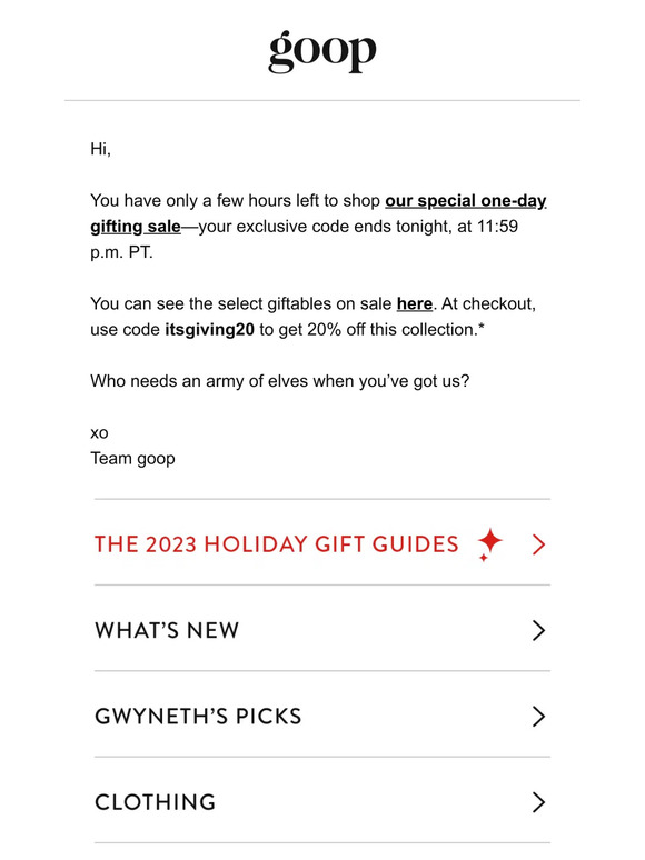 goop Email Newsletters: Shop Sales, Discounts, and Coupon Codes