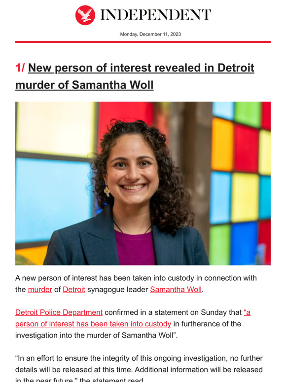 The Independent: New person of interest revealed in Detroit murder of ...