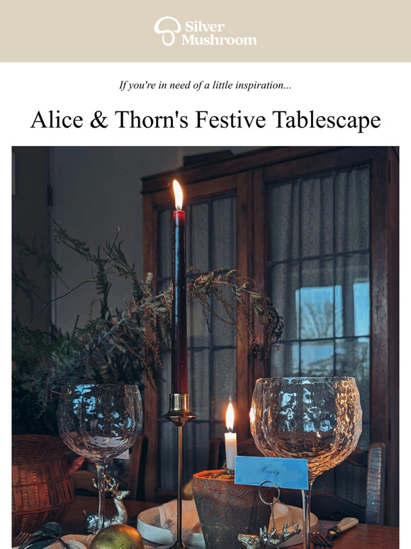 Silver Mushroom: Alice & Thorn's Christmas Tablescape | Milled