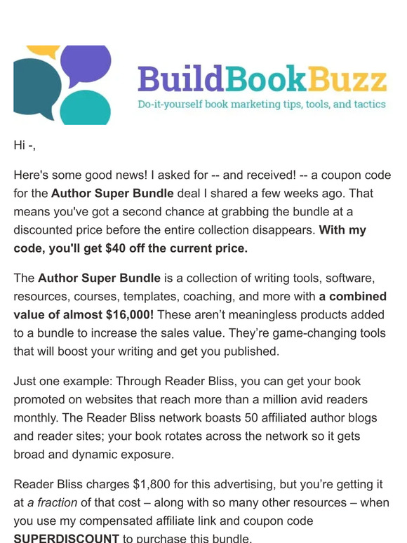 Build Book Buzz: New discount on Author Super Bundle! | Milled