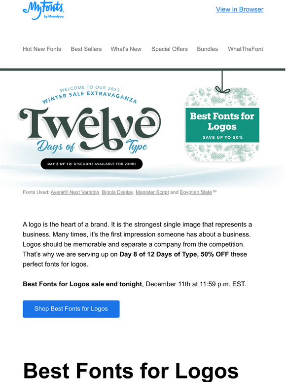 MyFonts: 12 Days of Type: Best Fonts for Logos | Milled