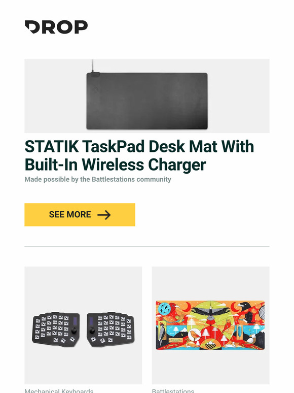 Drop: STATIK TaskPad Desk Mat With Built-In Wireless Charger, Standard ...