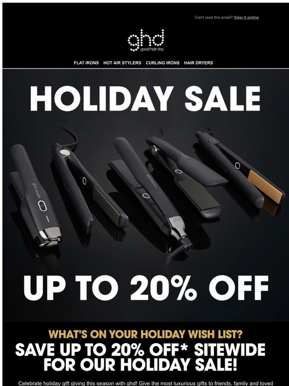 ghd: Save Up To 20% Off Sitewide this holiday season! | Milled