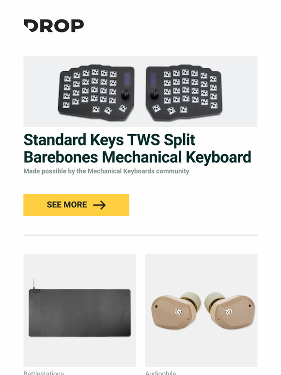 Drop: Standard Keys TWS Split Barebones Mechanical Keyboard, STATIK ...