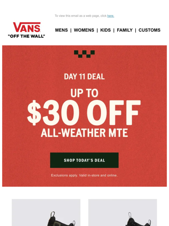 Vans: TODAY ONLY: ⛰️ A Deal Made for the Elements | Milled