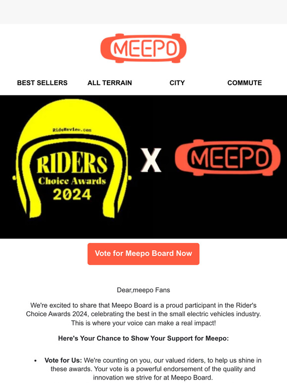 Meepo Board: Your Vote Matters: Back Meepo at the Rider's Choice Awards ...