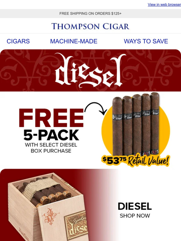 Thompson Cigar: 5 FREE Diesel Cigars! | Milled