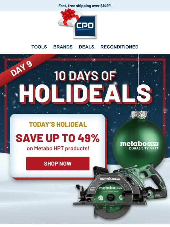 CPO Outlets: Save Up To 49% on Metabo HPT Tools for HoliDeals Day 9 ...