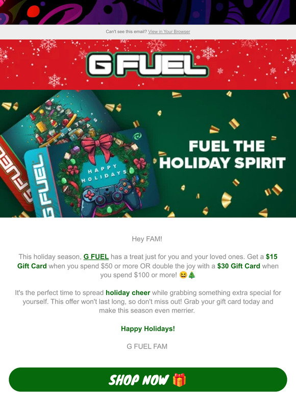 G FUEL: Free Gift with Gift Card Purchase! 🎁 | Milled